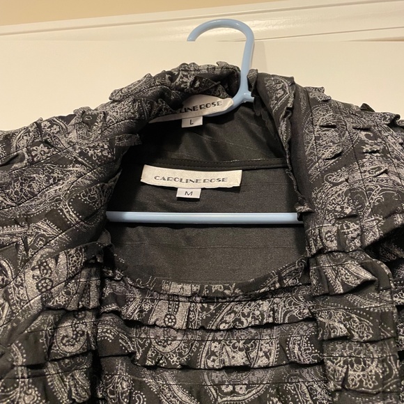 Caroline Rose | Tops | Caroline Rose Luxe Black And Silver Paisley Open ...